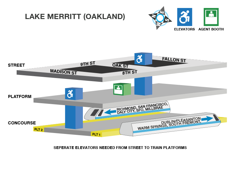 BART Elevator Locations and Accessible Path for Lake Merritt Station ...
