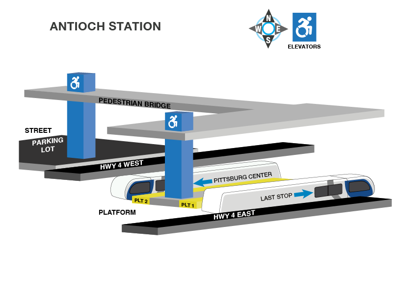 BART Elevator Locations and Accessible Path for Antioch Station | bart.gov