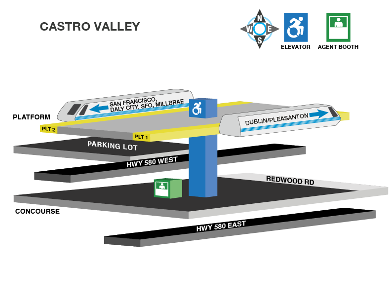 BART Elevator Locations and Accessible Path for Castro Valley Station ...